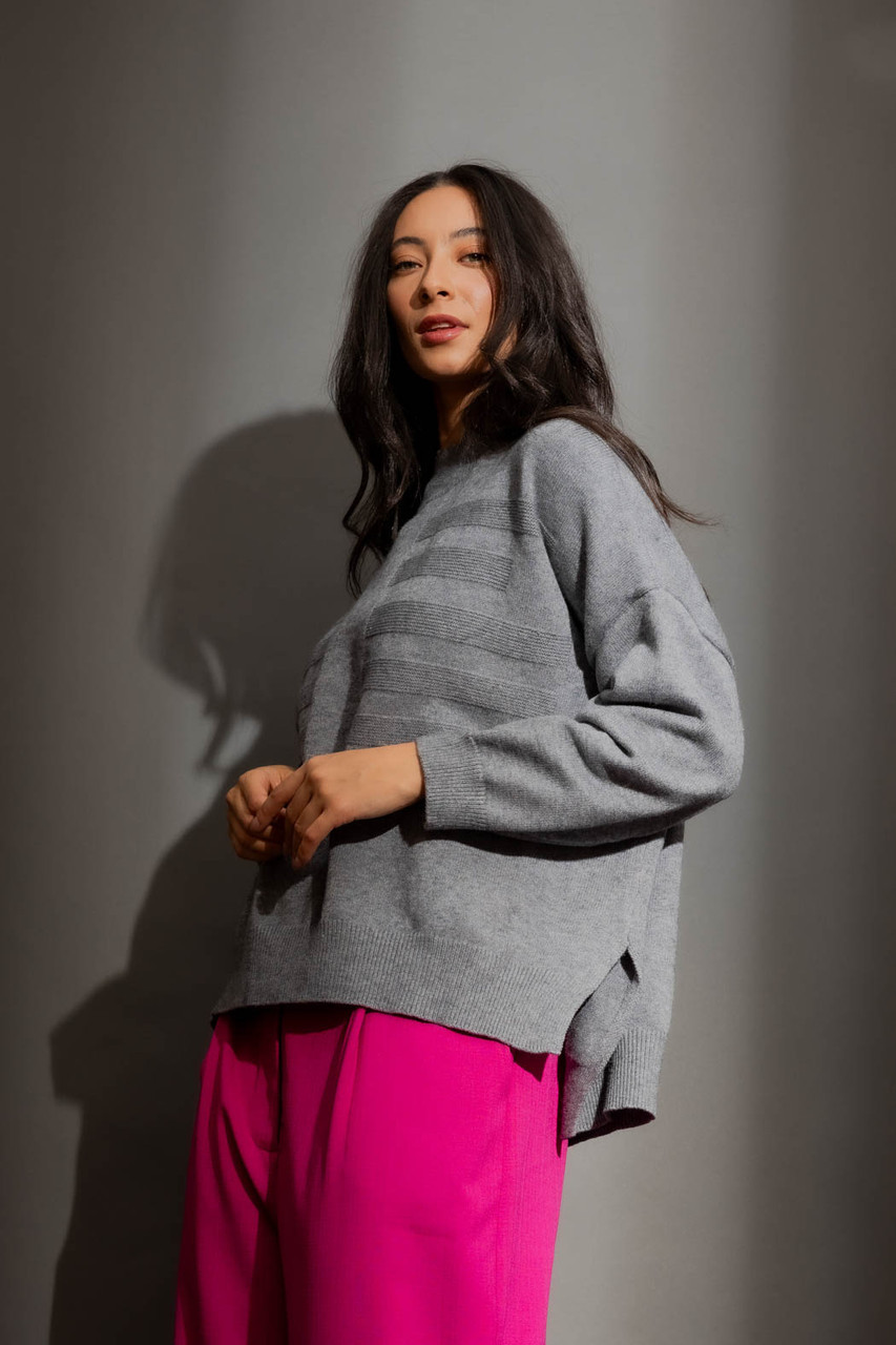 Grey Mock Neck Drop Shoulder Jumper | Women's Knitwear