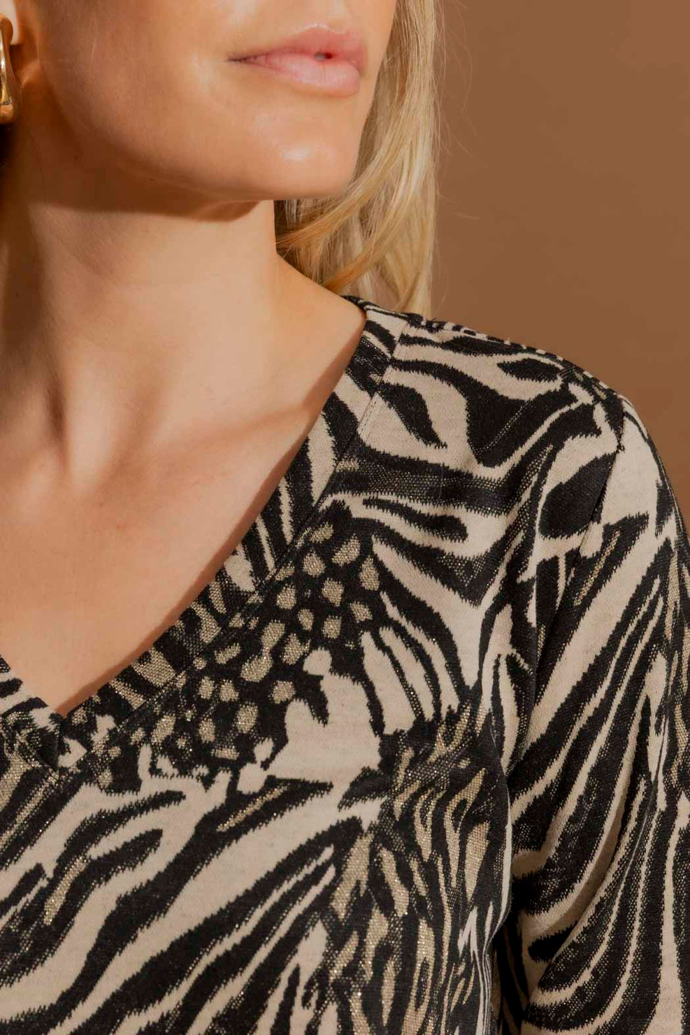 Metallic Animal Knit Top | Women's Top