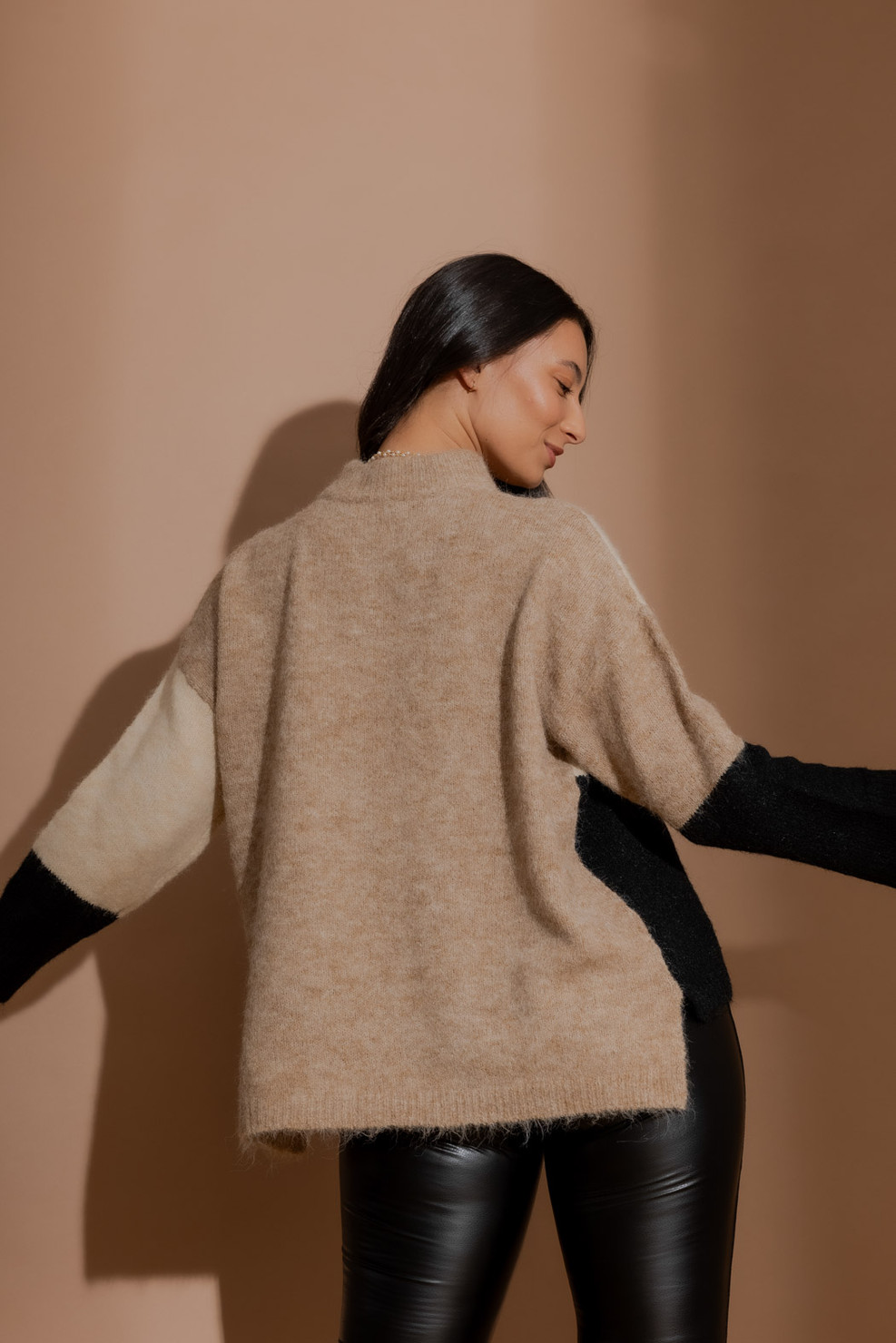 Camel Patchwork Knit Jumper | Women's Knits & Jumpers