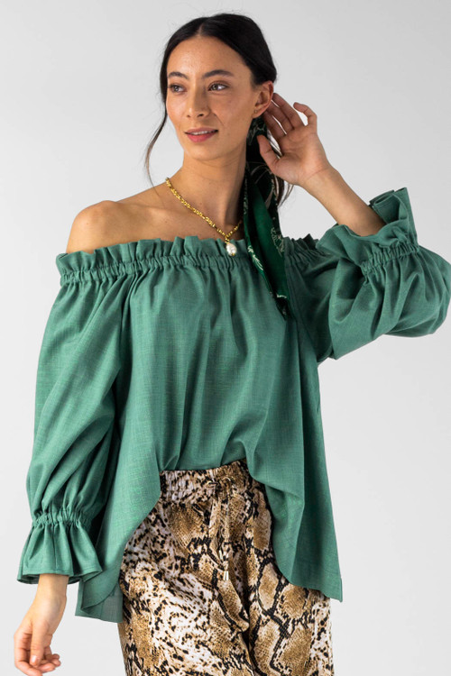Sage Shimmer Top Womens Tops Motto Fashions