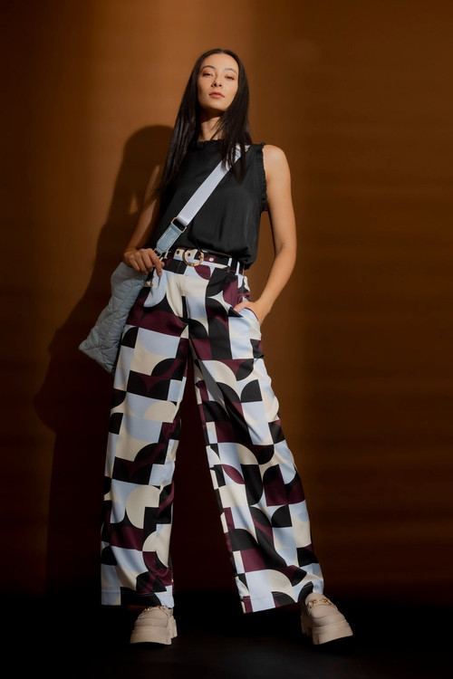 Blue/Merlot Retro Cleo Pant | Buy Women's High-Waisted Pants Online