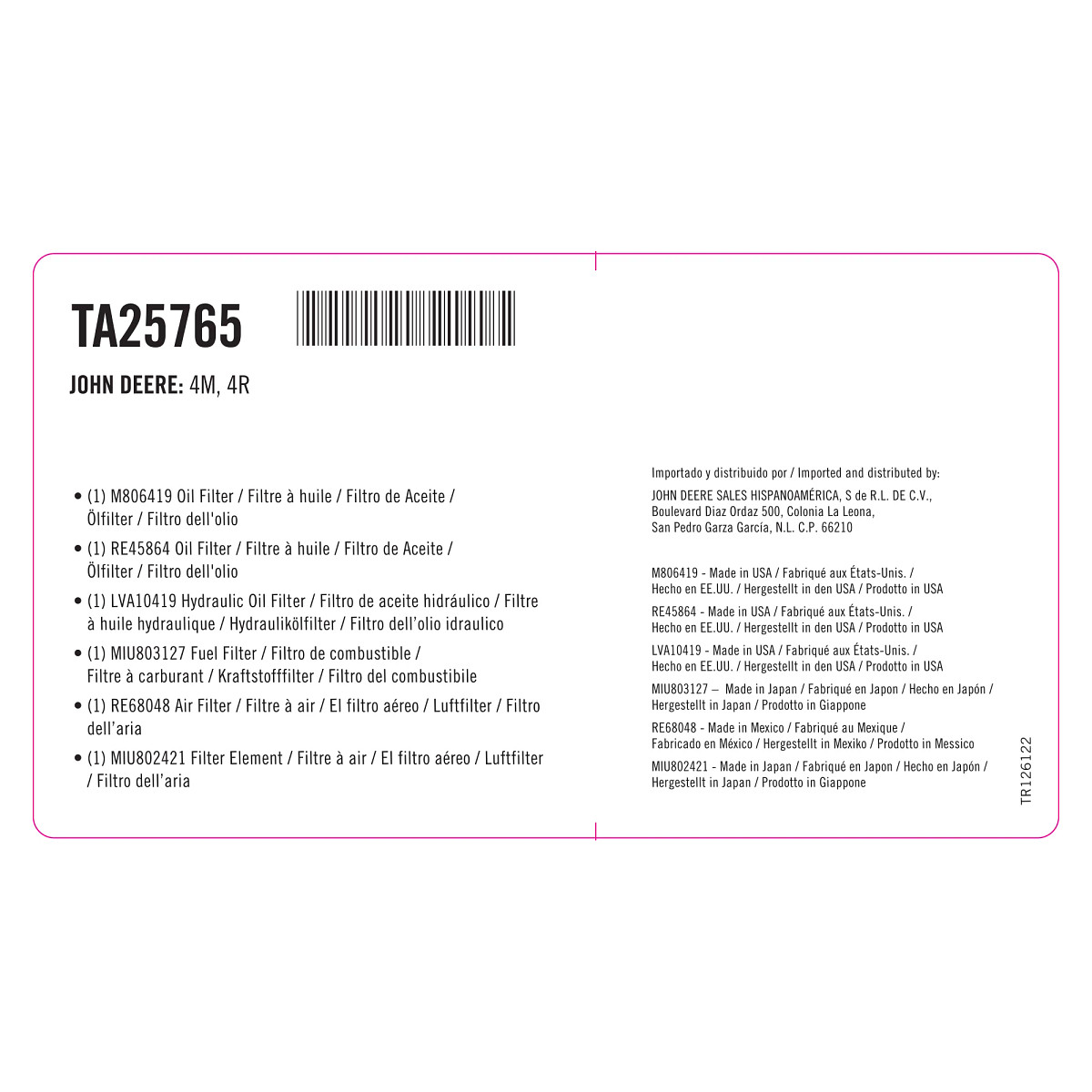 FILTER KIT (TA25765)