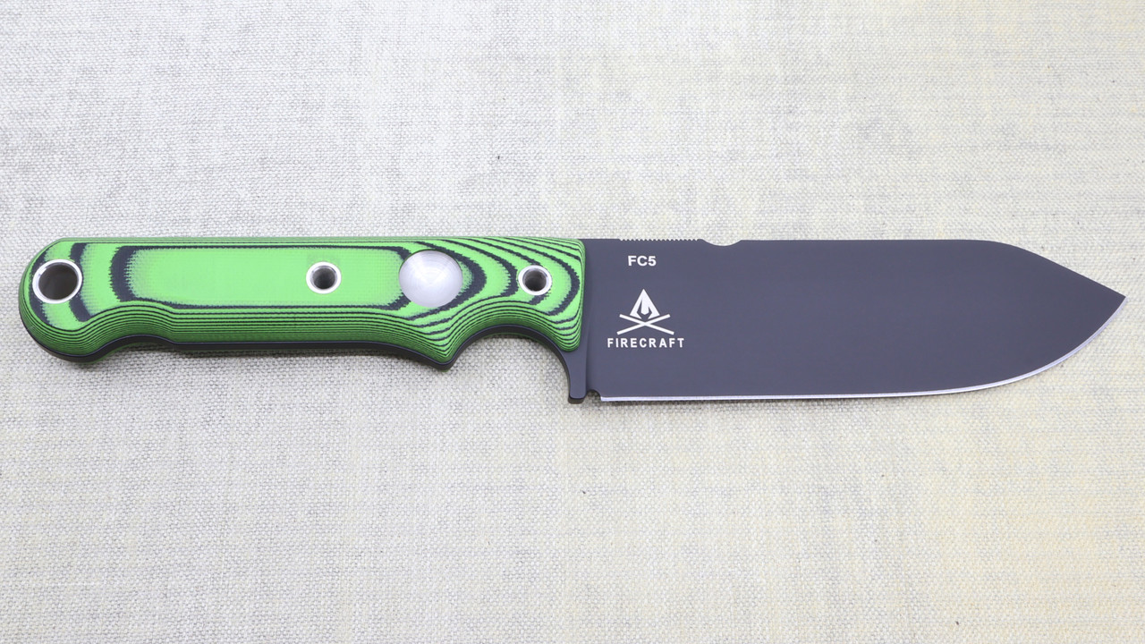 Custom FC5 - Black Cerakote - Black / Green G10 Handle