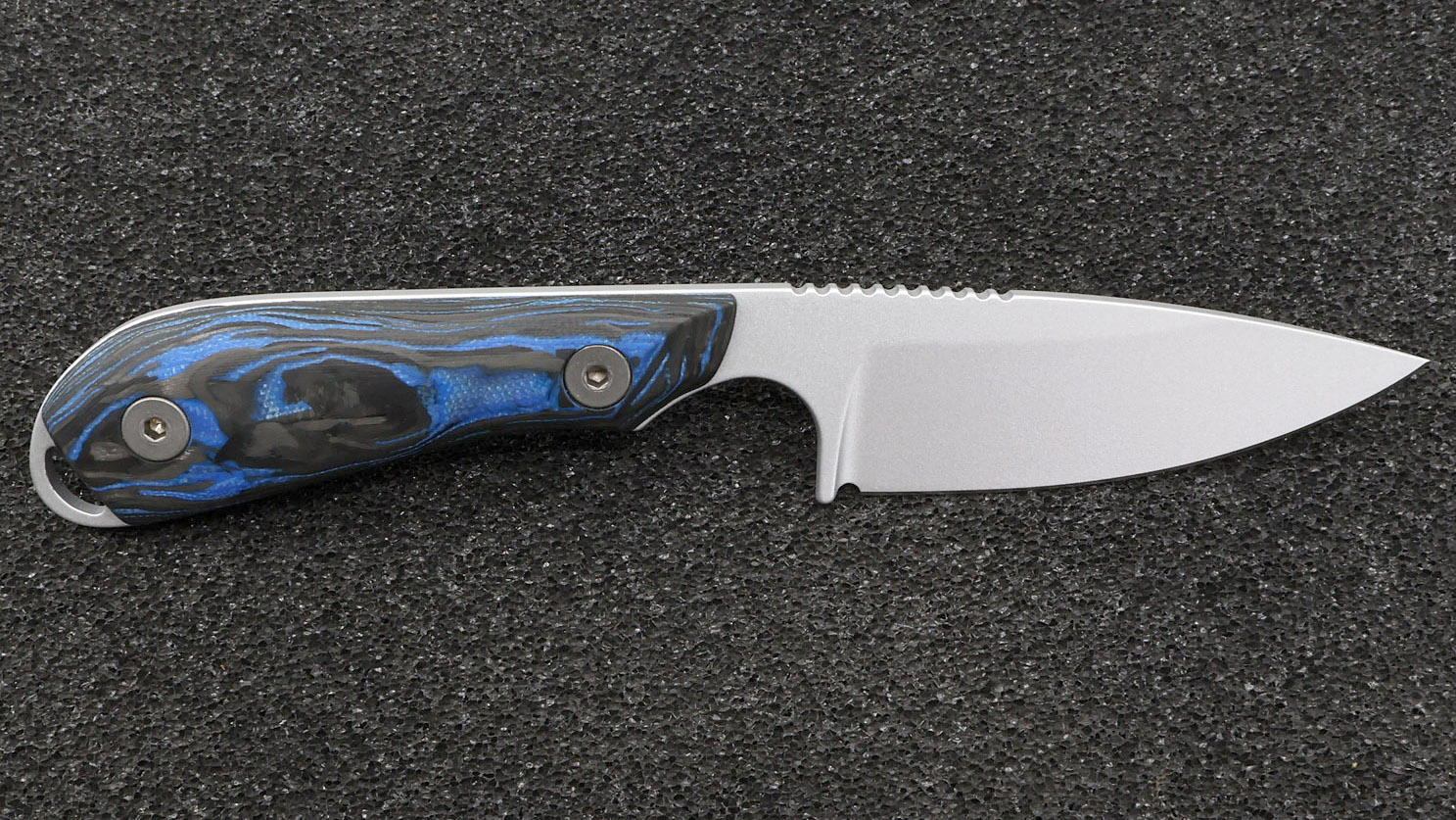 Custom M1 Caper - Blue G10 / Carbon Fiber Burl - Silver Cerakote