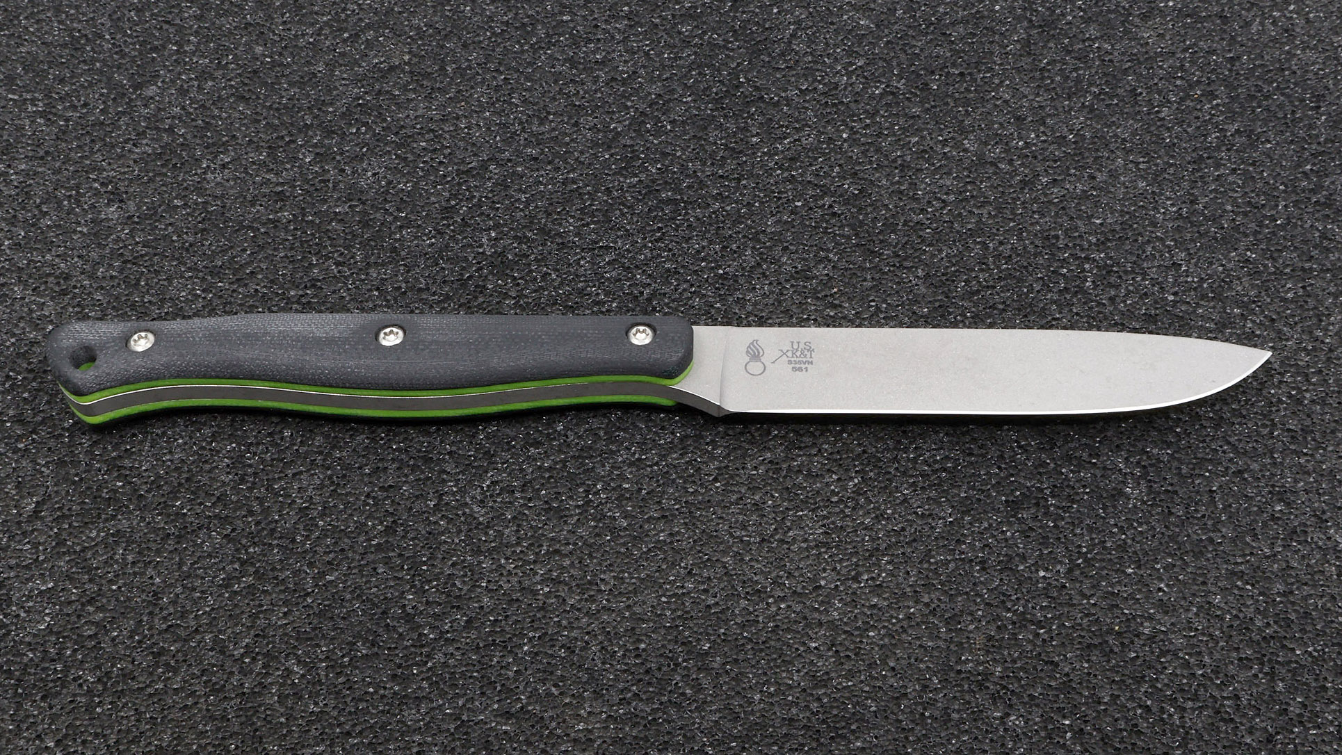 Custom Exodus 4 - Black G10 - Green Liners - Topo Kydex