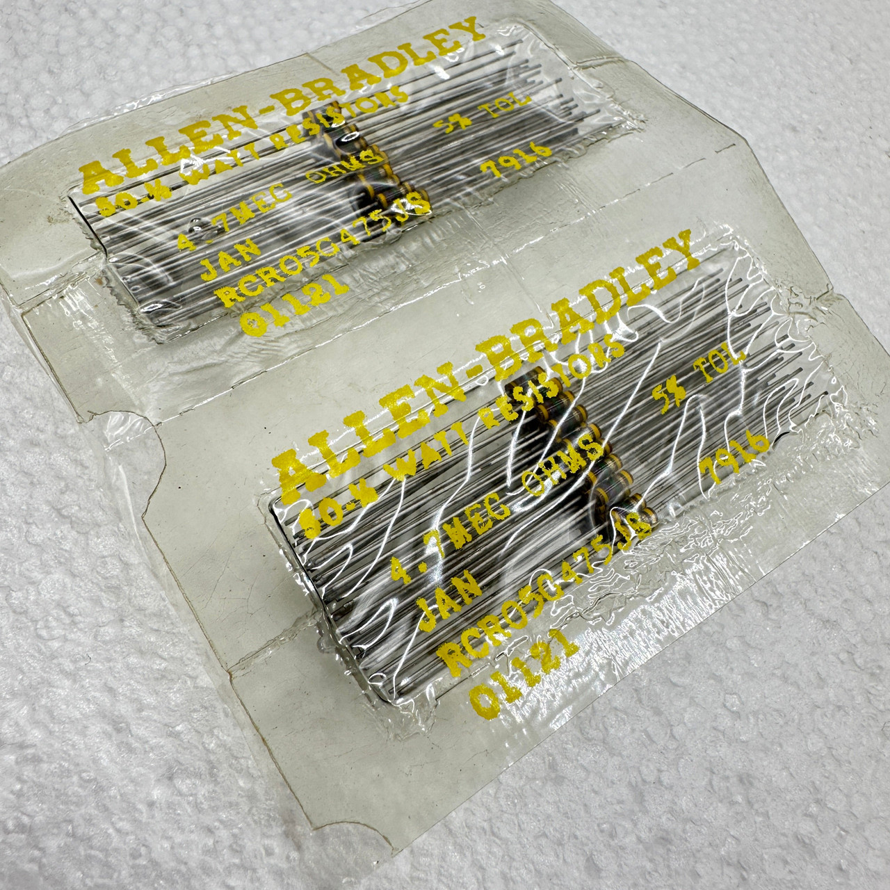 50 Pack Sealed Allen Bradley RCR05 Carbon Comp Resistors 1/8W 5% Mil Spec