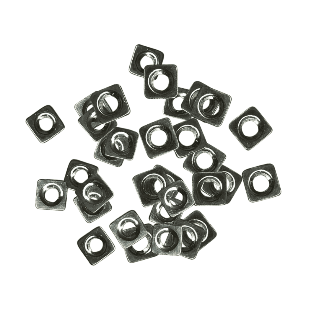 thin flat square nuts, stainless - synthCube