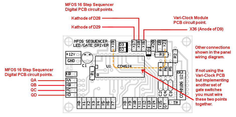 MFOS 16 Step Sequencer Auxiliary GATE/LED Driver PCB - synthCube