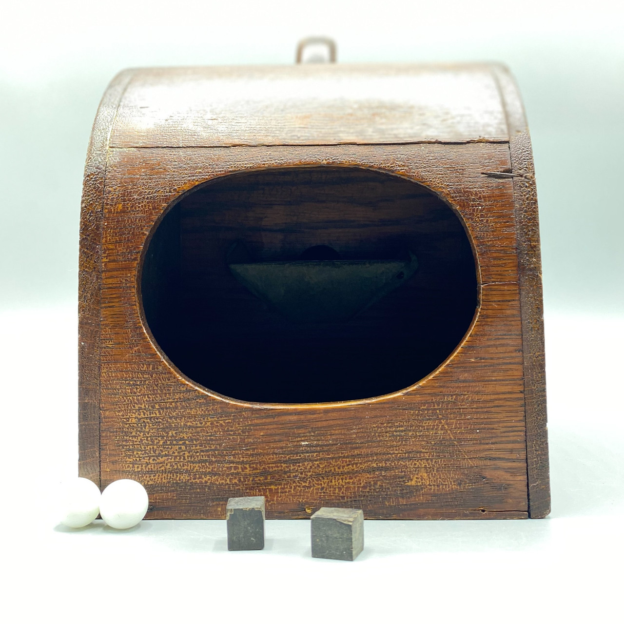 Antique Oak Ballot Box w/Marbles - Ocean Springs Mercantile