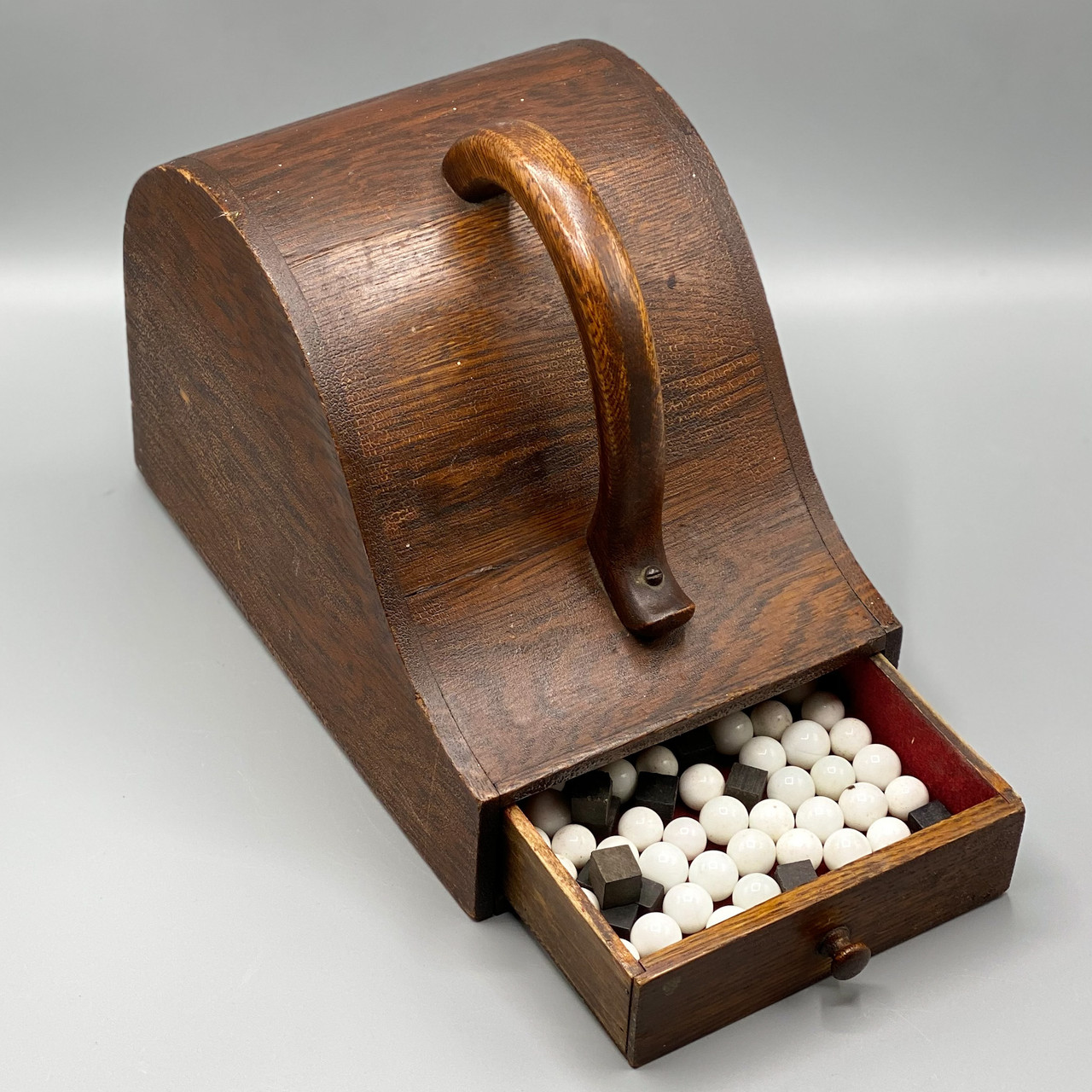 Antique Oak Ballot Box w/Marbles - Ocean Springs Mercantile