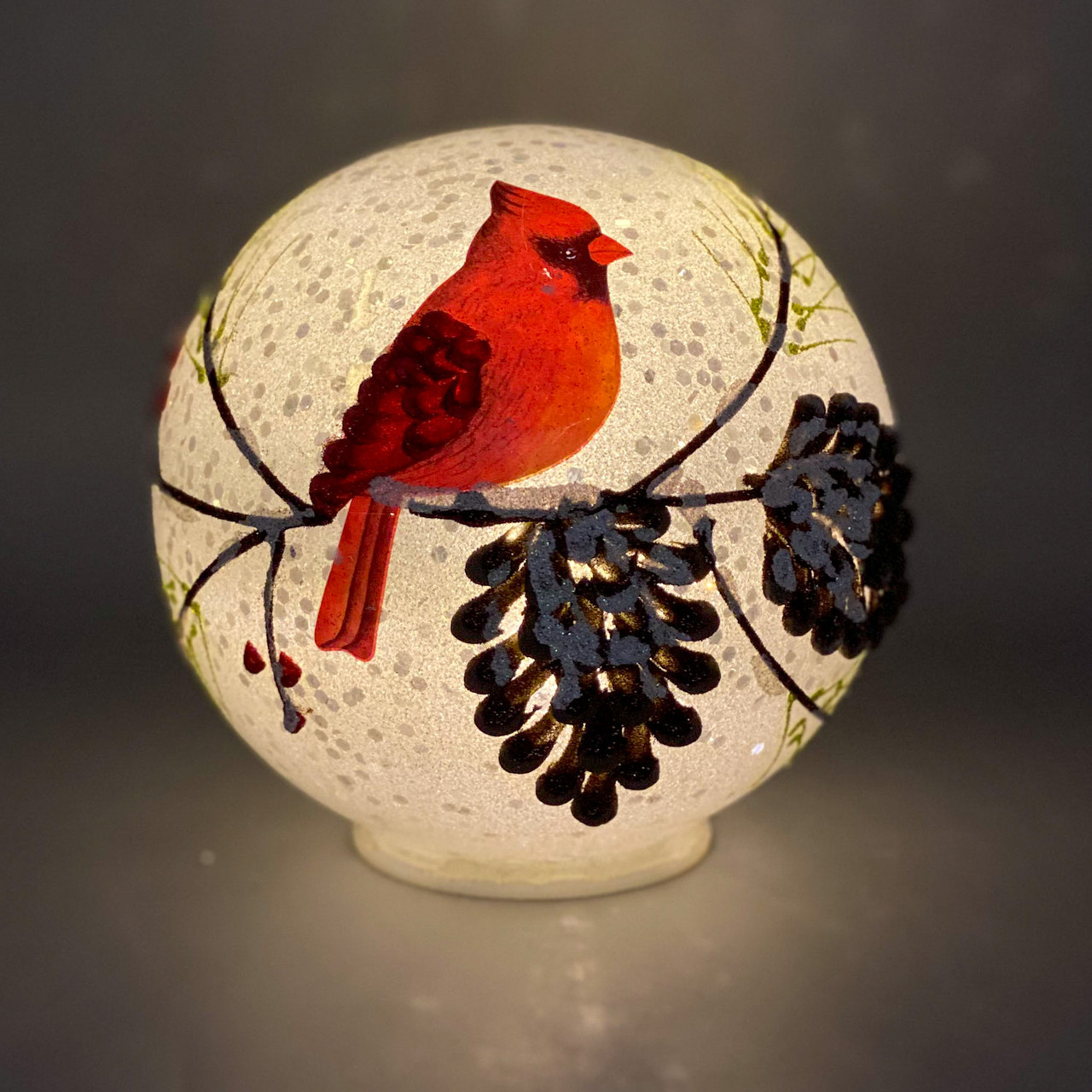 Light Up Cardinal Ball Decor - Ocean Springs Mercantile