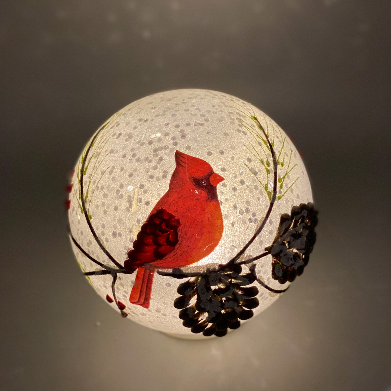 Light Up Cardinal Ball Decor - Ocean Springs Mercantile