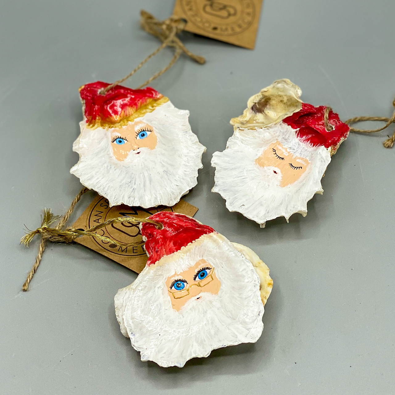 Painted Snowman Oyster Shells