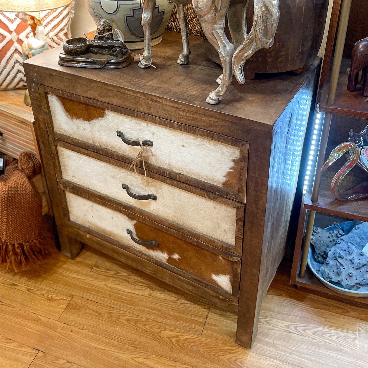 Ft. Worth Brown Cowhide 3 Drawer Chest - Ocean Springs Mercantile
