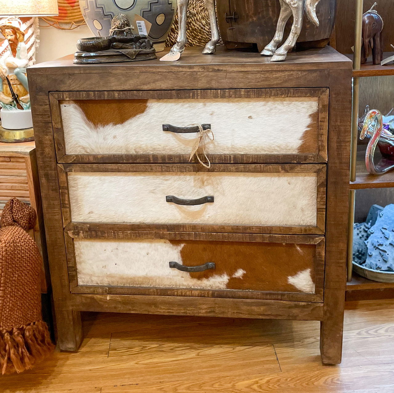 Ft. Worth Brown Cowhide 3 Drawer Chest - Ocean Springs Mercantile