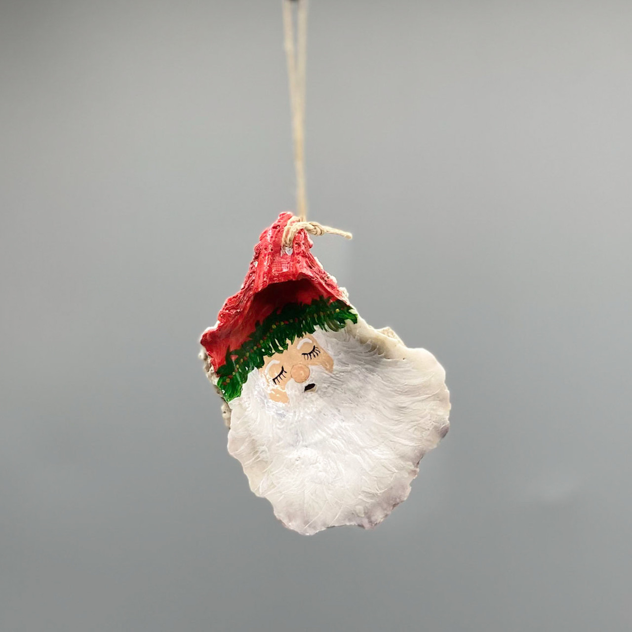 Hand Painted Santa Oyster Shell Ornament - Ocean Springs Mercantile