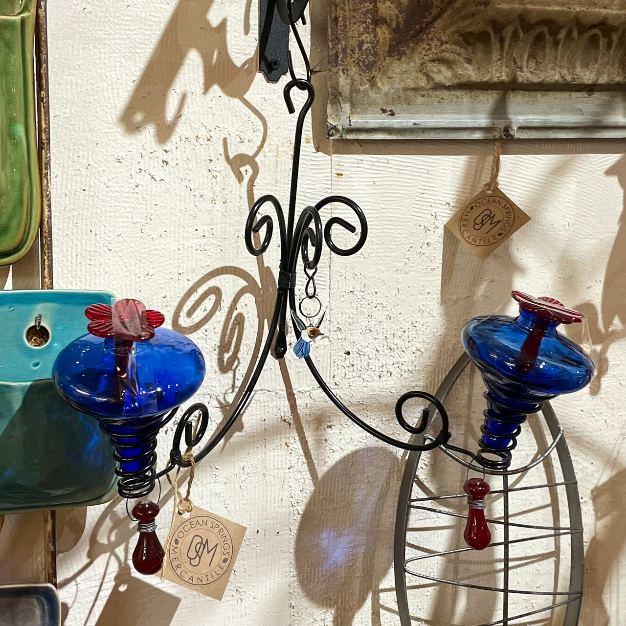 Double Hummingbird Sconce, Blue - Ocean Springs Mercantile