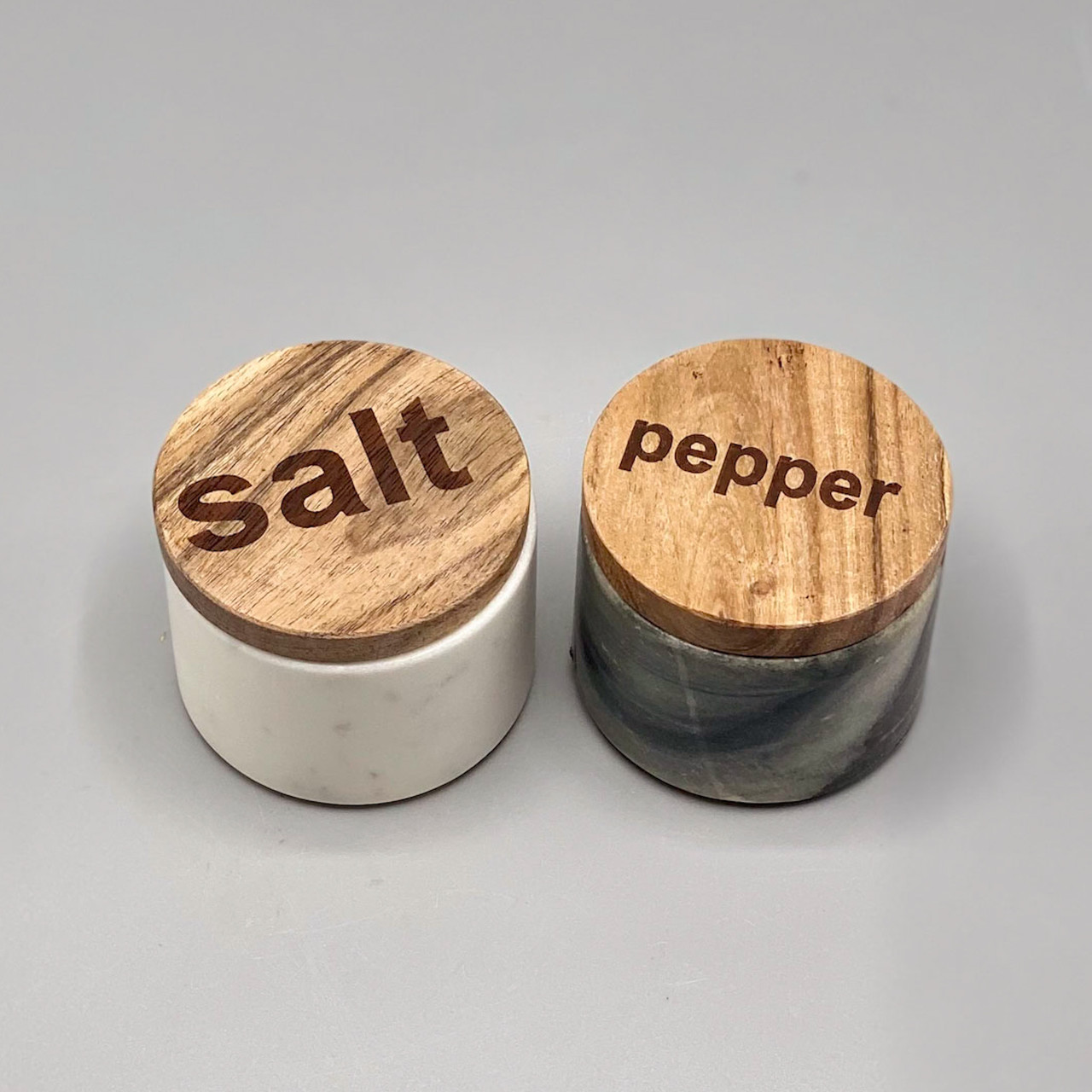 Marble Salt & Pepper Containers w/Lid - Ocean Springs Mercantile