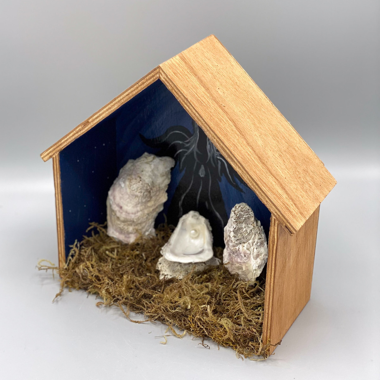Starry Night Shell Nativity w/Angel & Birds - Ocean Springs Mercantile