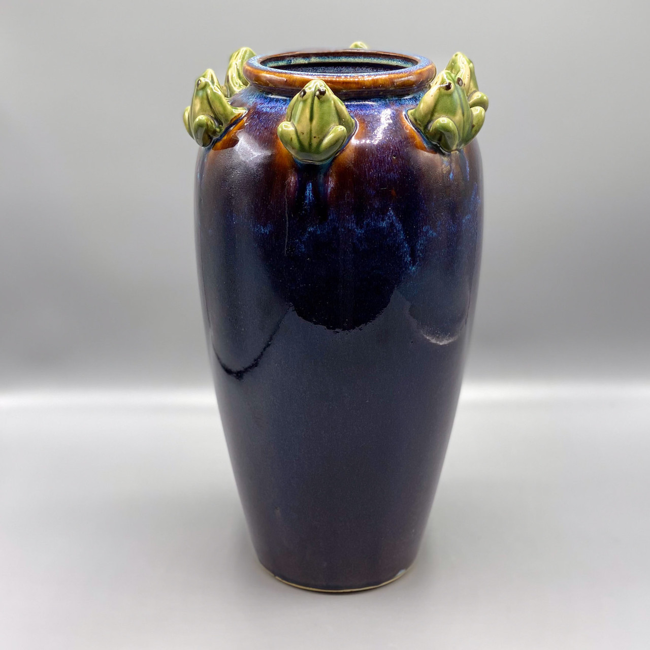 Vintage Majolica Tall Vase w/Frogs - Ocean Springs Mercantile