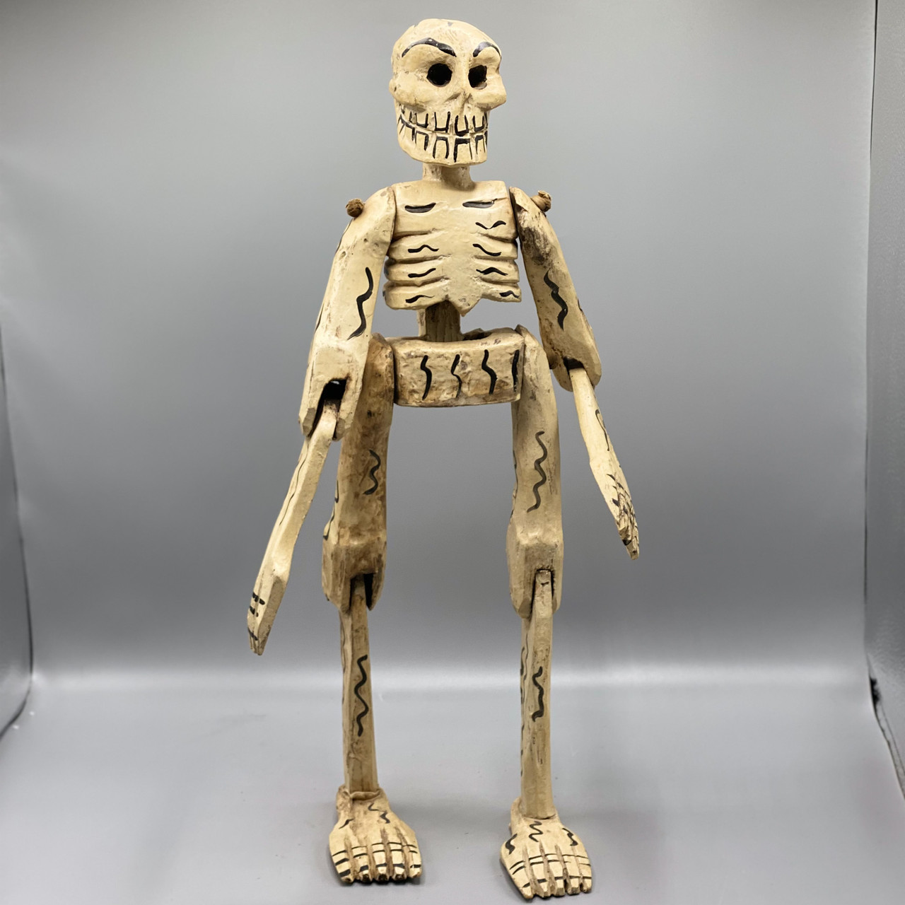 Vintage Carved Wooden Folk Art Skeleton - Ocean Springs Mercantile