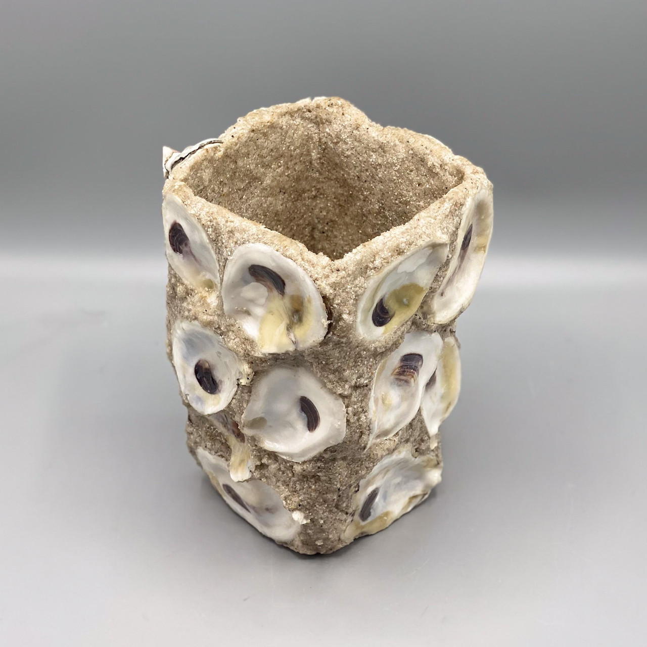 Handmade Sand & Oyster Shell Vase - Ocean Springs Mercantile