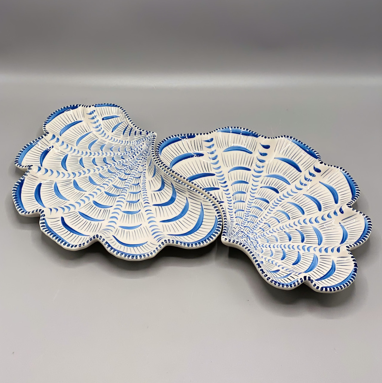 Stoneware Shell Shaped Hand Painted Plate - Ocean Springs Mercantile