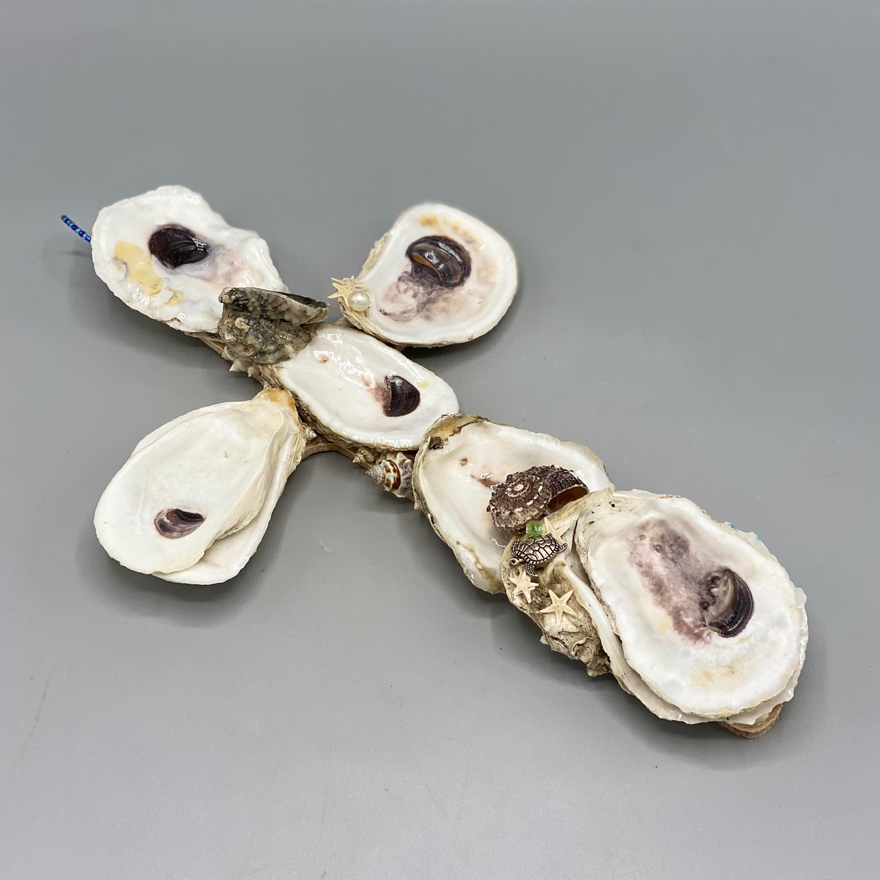 Handmade Oyster Shell Cross w/Turtle - Ocean Springs Mercantile