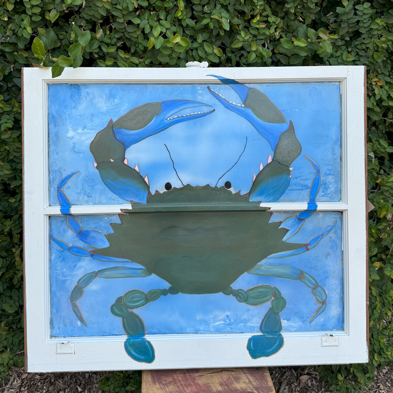 Hand Painted Blue Crab on Window - Ocean Springs Mercantile