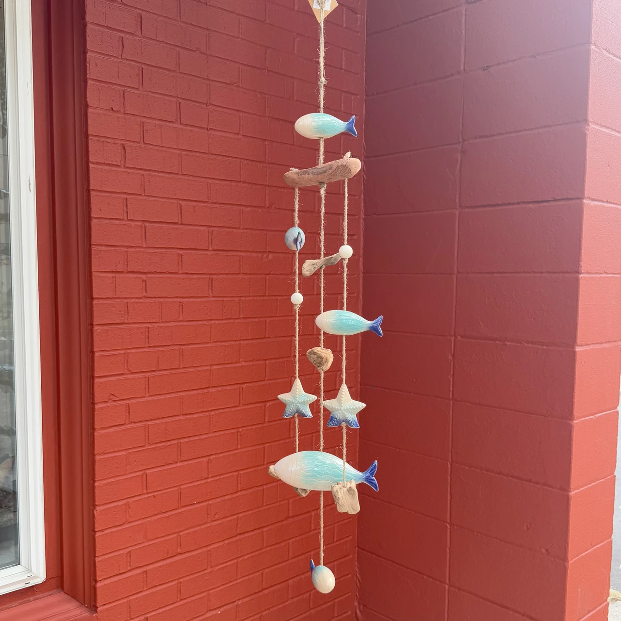Blue Ceramic Fish & Driftwood Wind Chime - Ocean Springs Mercantile