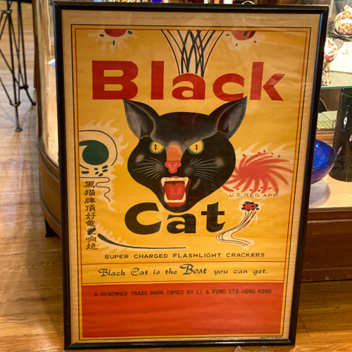 70s Black Cat Firecrackers Advertisement Poster - Ocean Springs Mercantile