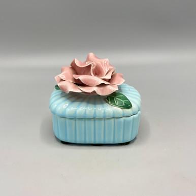 Vintage Rose Porcelain Trinket Box - Ocean Springs Mercantile