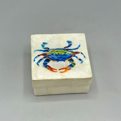 Painted Blue Crab Capiz Box - Ocean Springs Mercantile