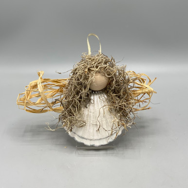 Hand Painted Silver Trim Clam Angel Ornament - Ocean Springs Mercantile
