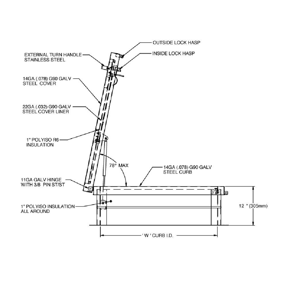 Ladder Roof Hatch 24" x 24" - Aluminum: Weather-Tight