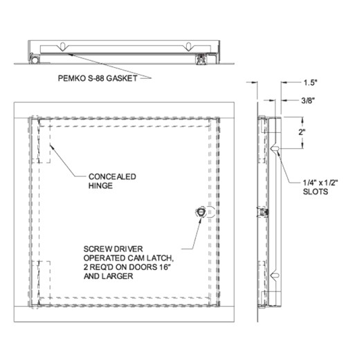 Gasketed Access Door 18"x18" - For Wall & Ceiling: Tight Fit