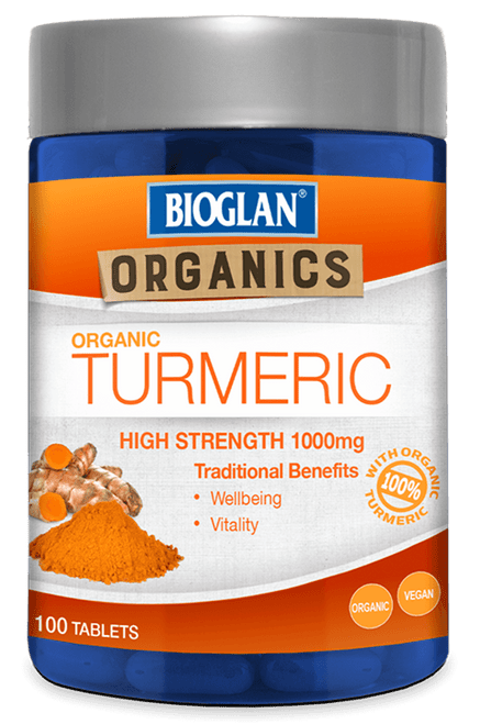 Bioglan Organics Organic Turmeric 1000mg 100 Tabs x 3 Pack - Holistic ...