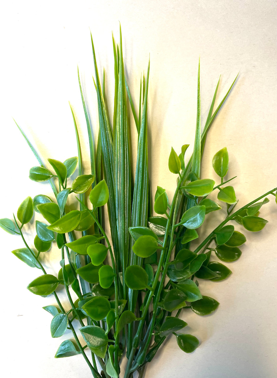 8" Mixed BUSH Pea Leaf & Wild Grass Combo 831B, Stone base, Realistic ...