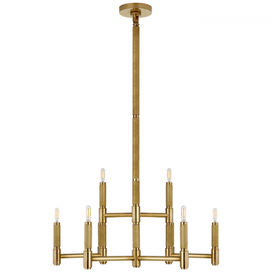Barrett Medium Natural Brass Light Knurled Chandelier | Lighting Reimagined