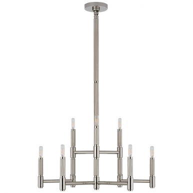 Barrett Medium Polished Nickel Light Knurled Chandelier | Lighting ...