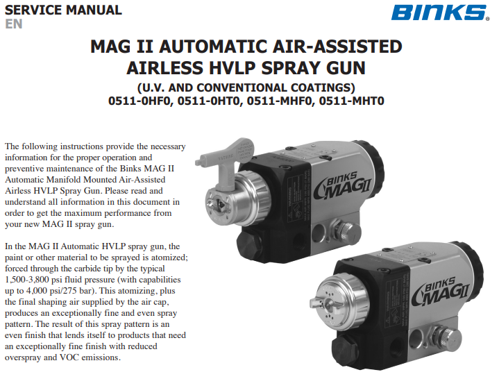 Binks Automatic Gun Manuals - Binks Manuals Archive by CET