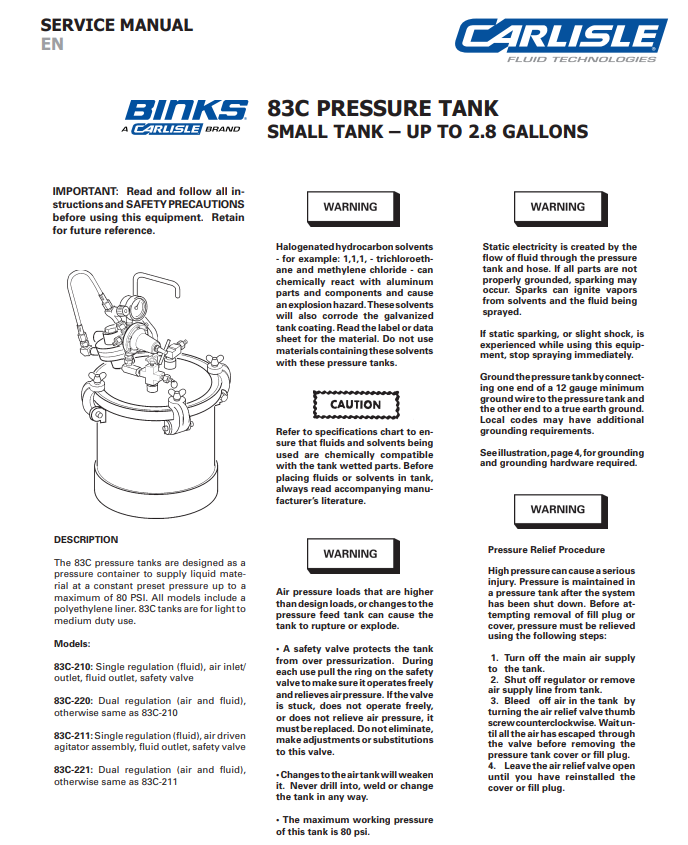 Binks Pressure Tank Manuals - Binks Manuals Archive by CET