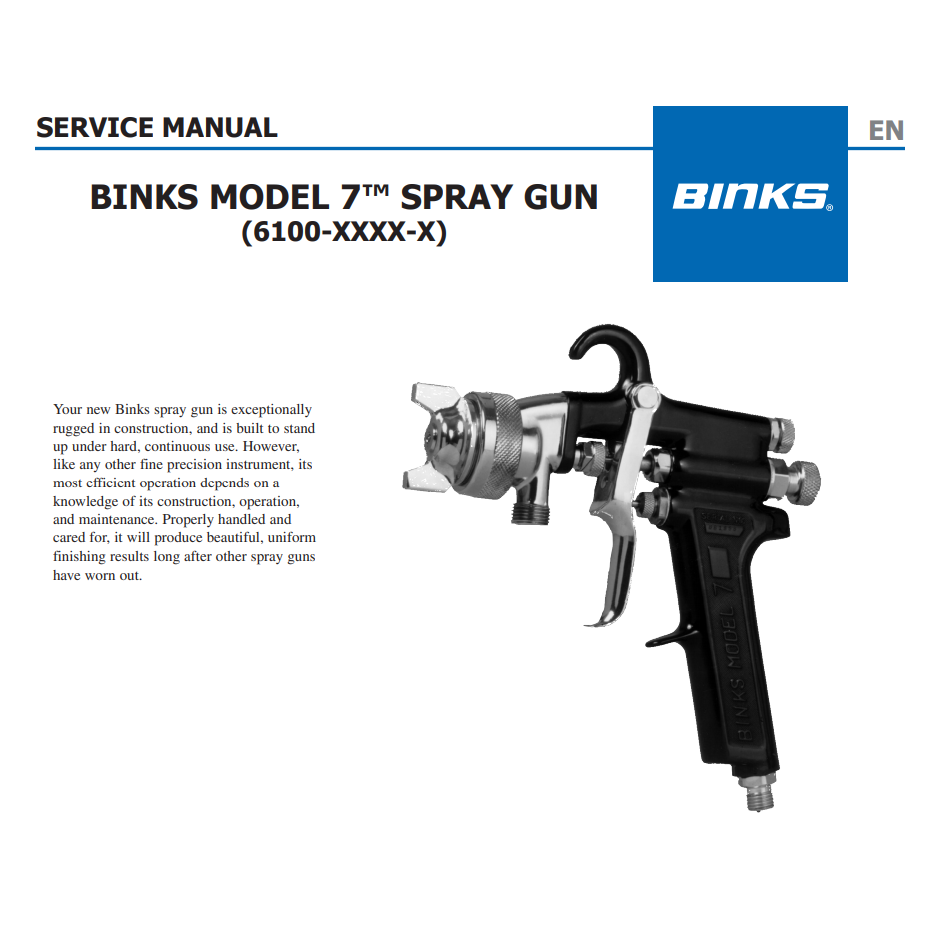 Binks Spray Equipment Spare Parts & Manual Index
