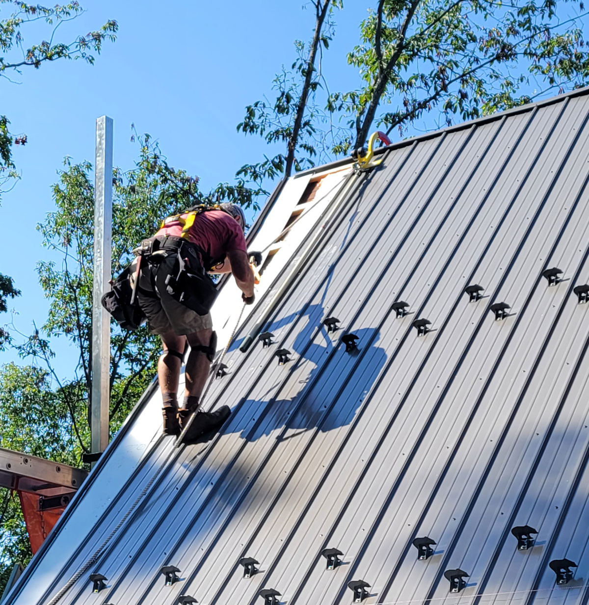 The Ridge Pro Roof Peak Anchor for steep roofs.