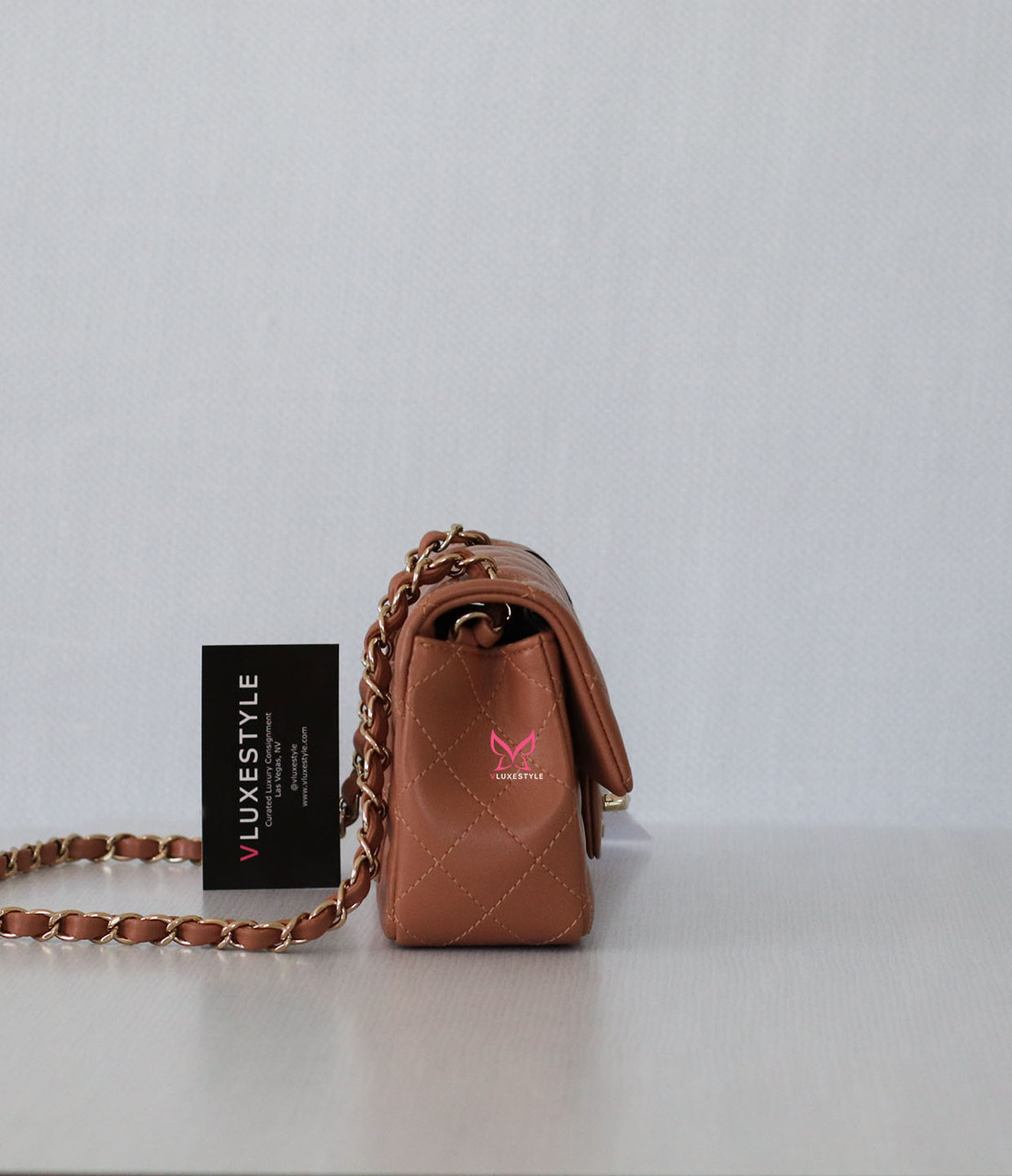 Chanel Classic Mini Rectangular 22S Caramel Quilted Lambskin with light ...