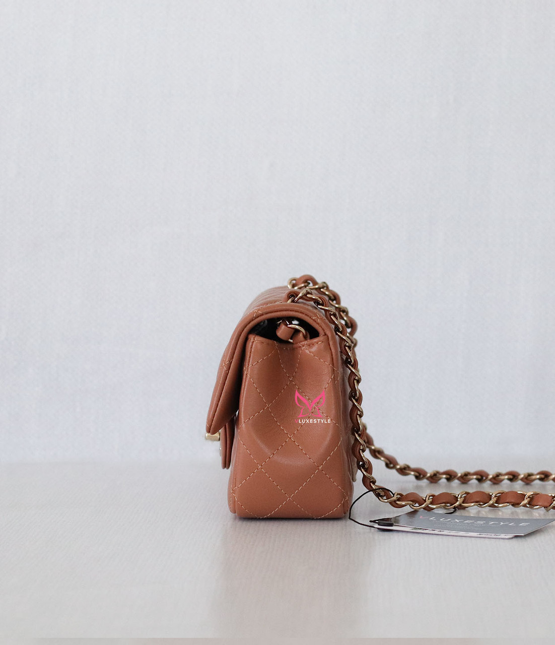 Chanel Classic Mini Rectangular 22S Caramel Quilted Lambskin with light ...