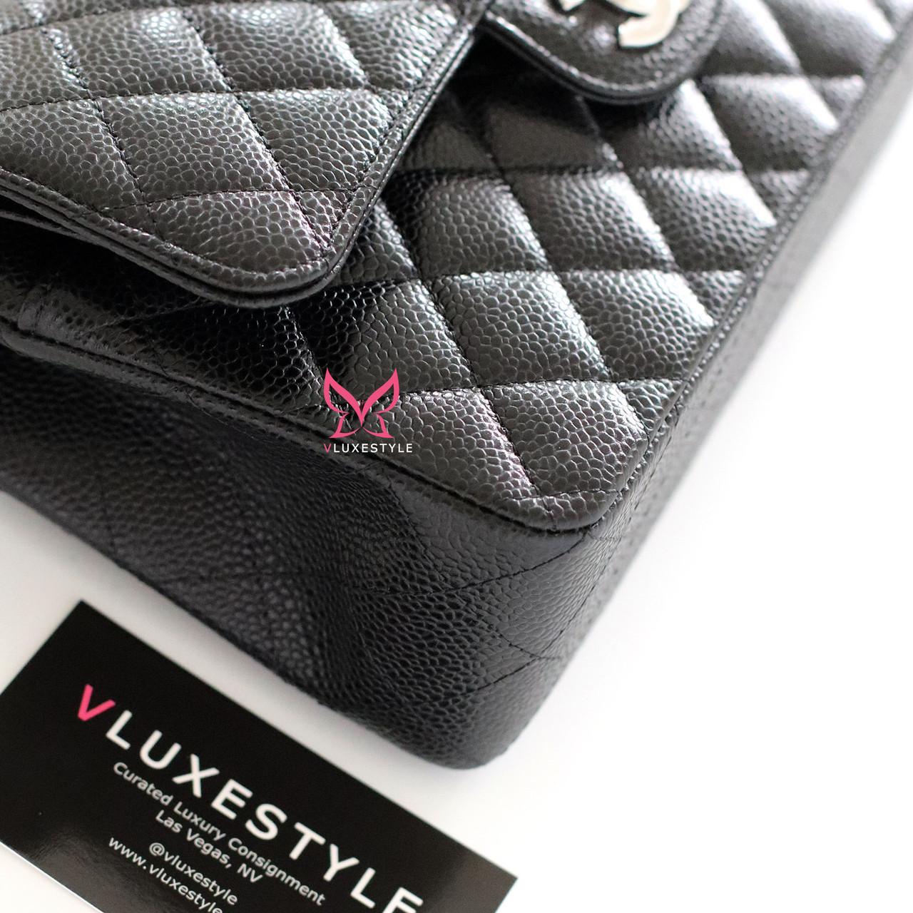 Chanel Classic Small Flap Black Quilted Caviar Silver Hardware