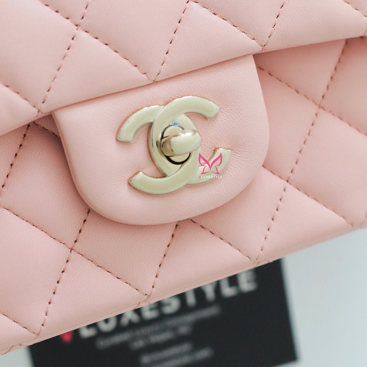 Chanel Classic Mini Rectangular Flap Top Handle 23K Light Pink Lambskin ...