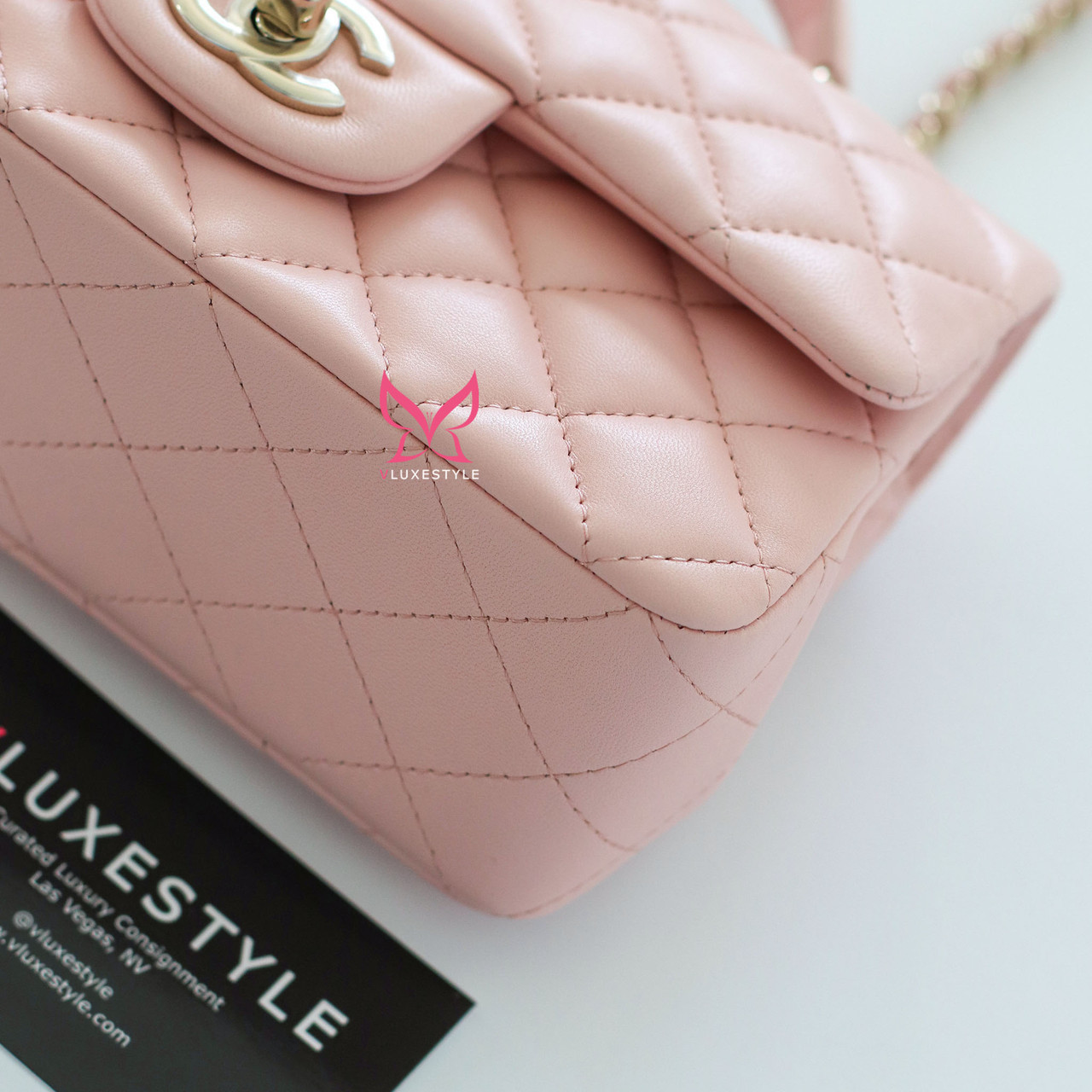 Chanel Classic Mini Rectangular Flap Top Handle 23K Light Pink Lambskin ...