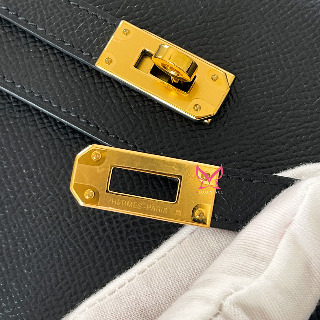 Hermes Kelly To Go Wallet Black Epsom Gold Hardware